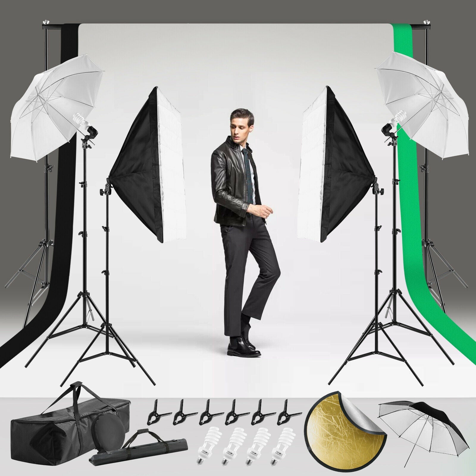 Photography Studio Lighting Kit Upgraded 100%Polyester Backdrop Umbrel ...